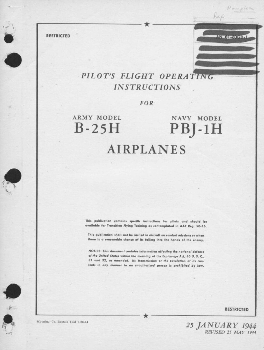 NORTH AMERICAN B-25 MITCHELL - Flight Manuals