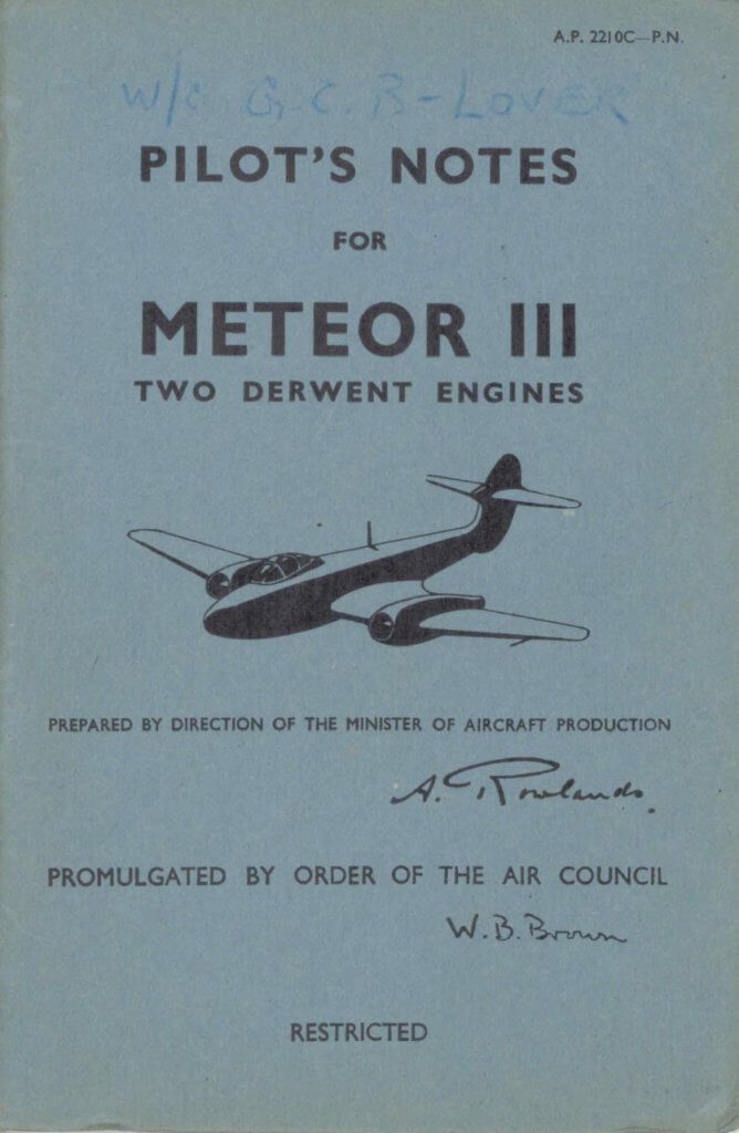 GLOSTER METEOR - Flight Manuals