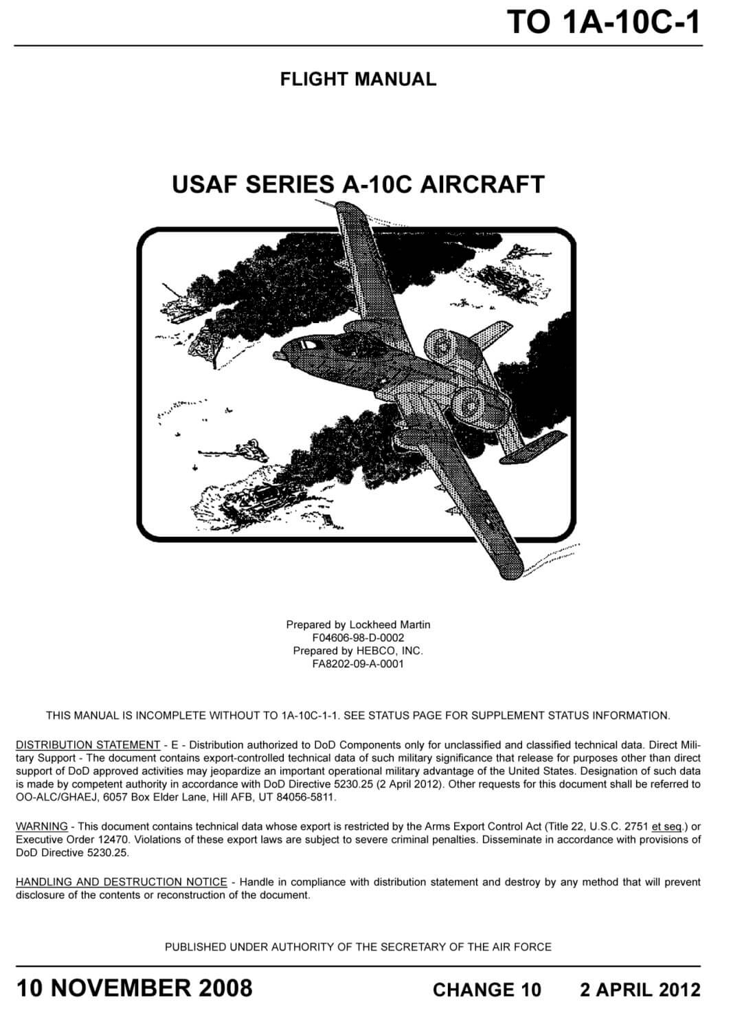 FAIRCHILD A-10 THUNDERBOLT II - Flight Manuals