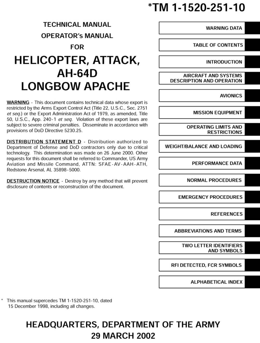 BOEING AH-64 APACHE - Flight Manuals
