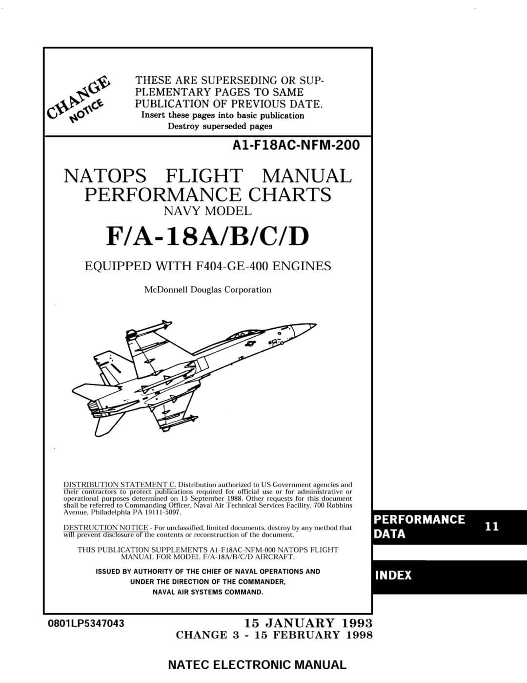McDONNELL-DOUGLAS F-18A/B/C/D HORNET - Flight Manuals