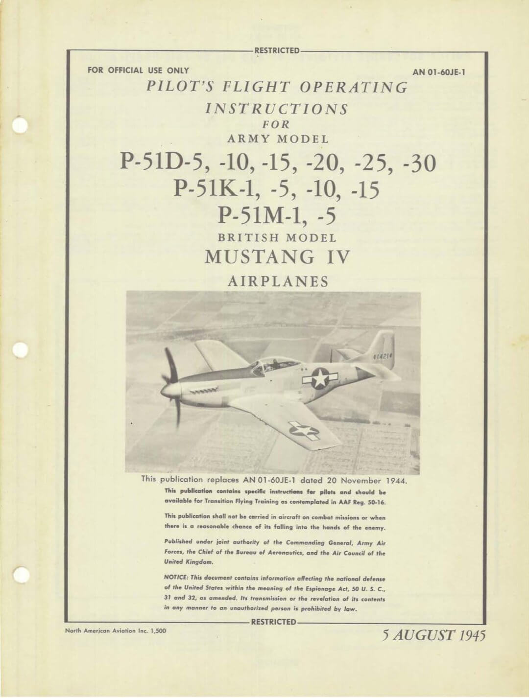 NORTH AMERICAN P-51 MUSTANG - Flight Manuals