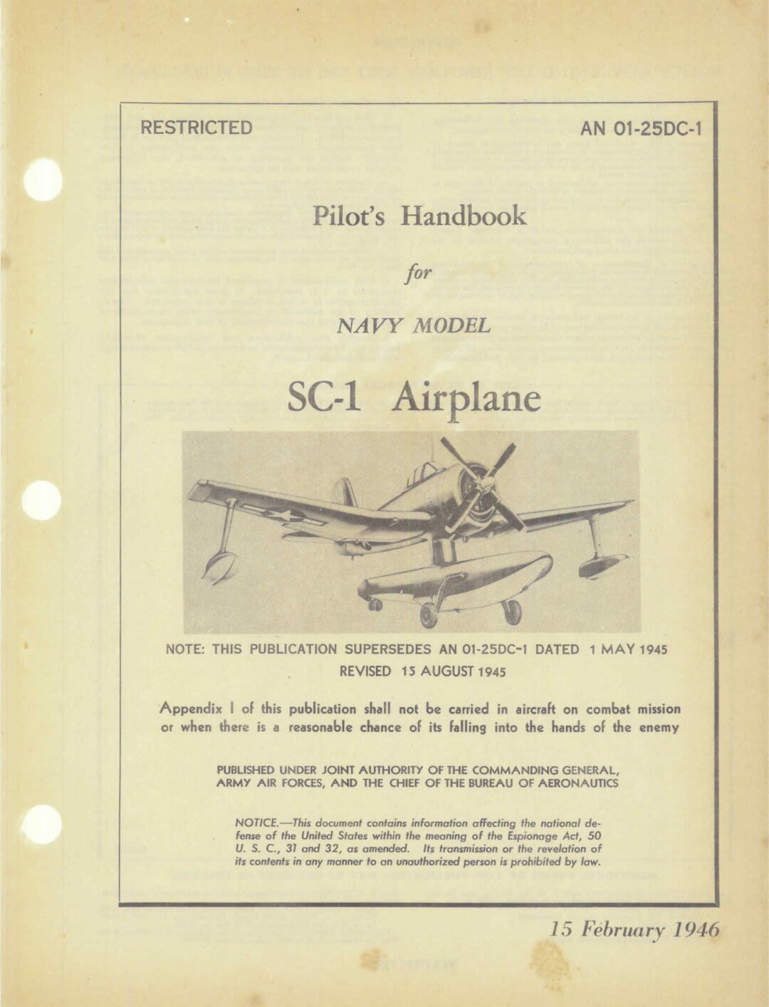CURTISS SO3C-2 SEAMEW - Flight Manuals