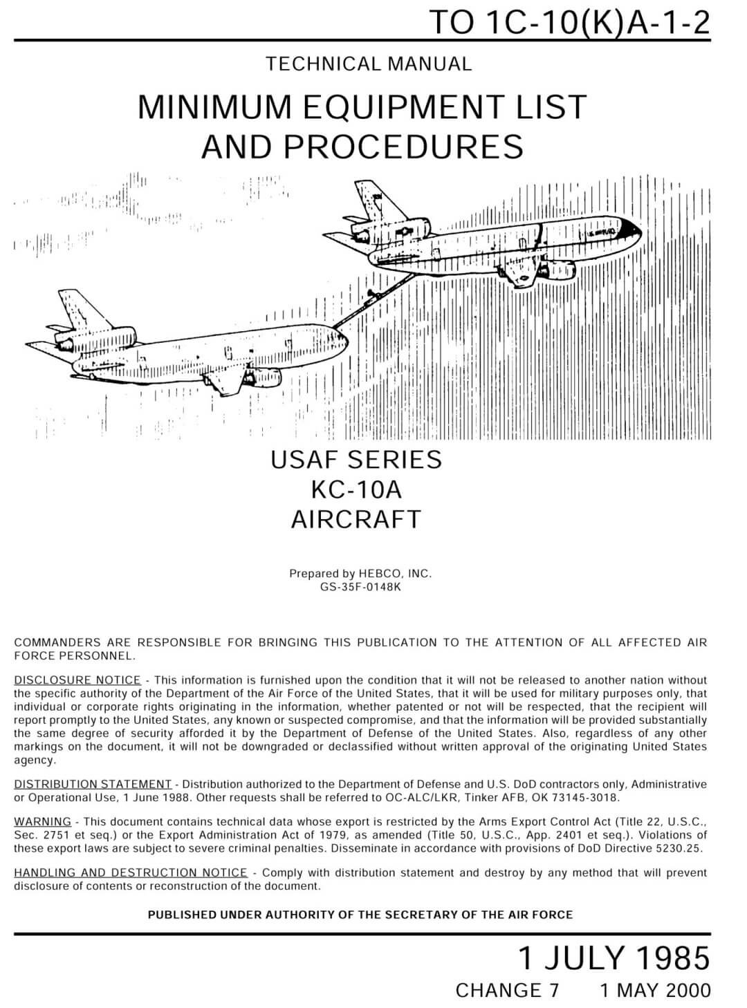 McDONNELL-DOUGLAS KC-10A EXTENDER - Flight Manuals