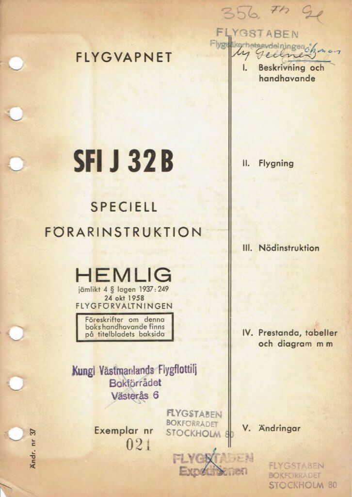 SAAB 32 LANSEN - Flight Manuals