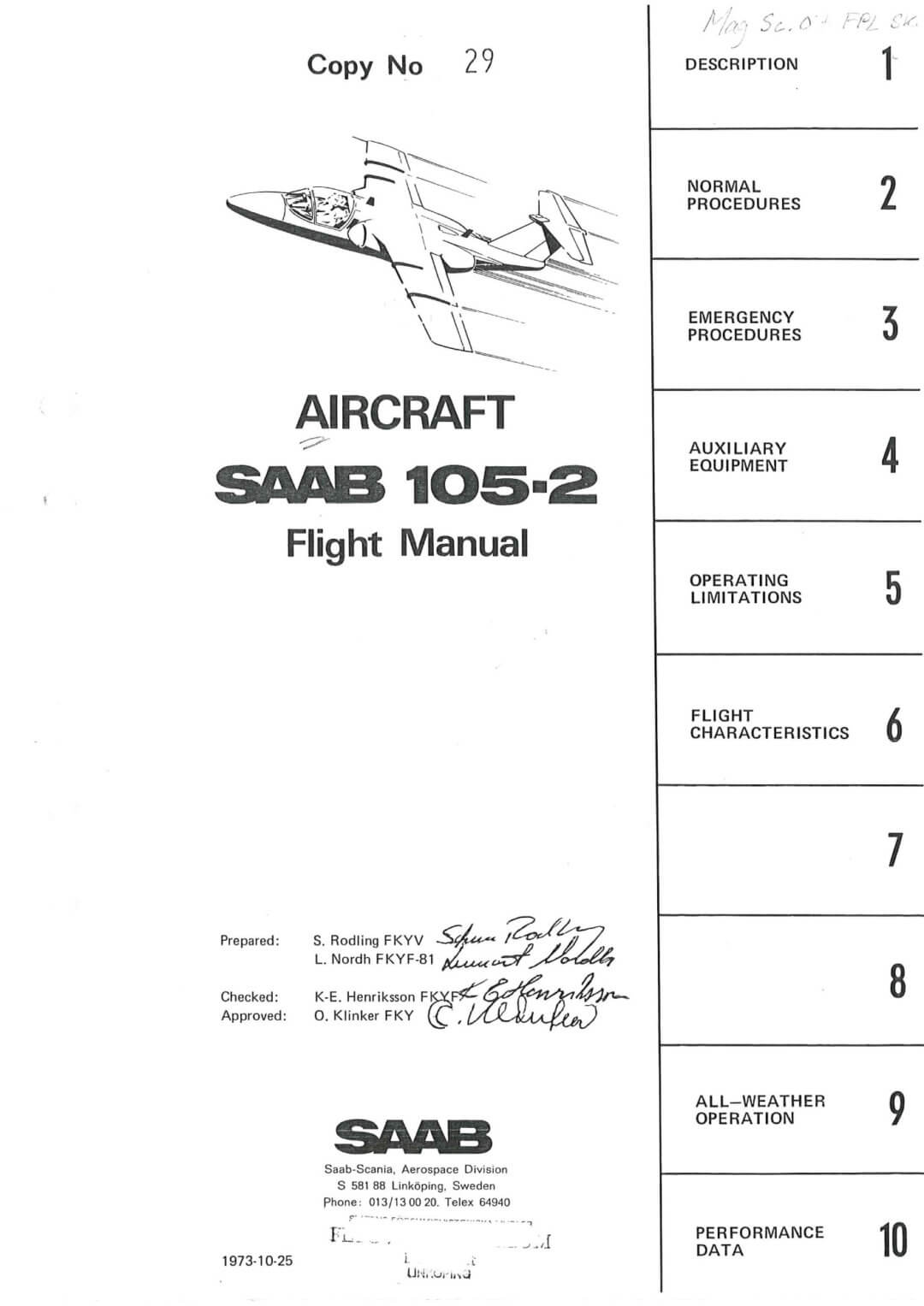SAAB 105 (Sk60) - Flight Manuals