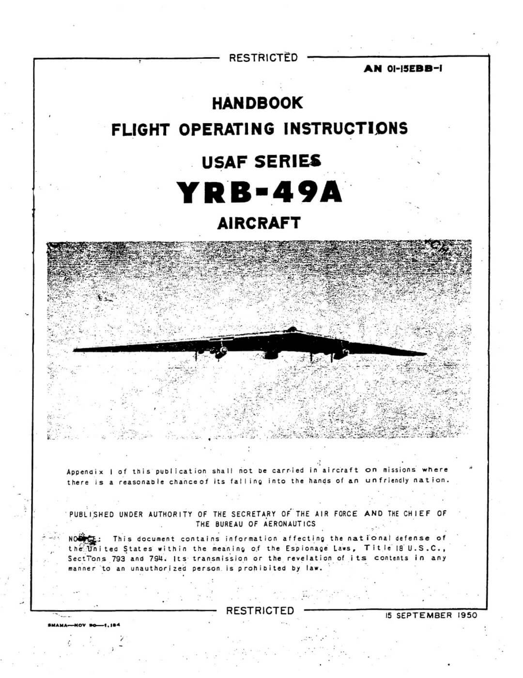 NORTHROP YB-49 FLYING WING - Flight Manuals