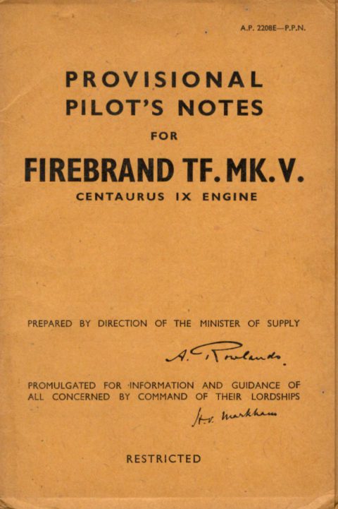 BLACKBURN FIREBRAND - Flight Manuals