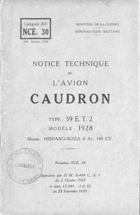 CAUDRON C59 - Flight Manuals